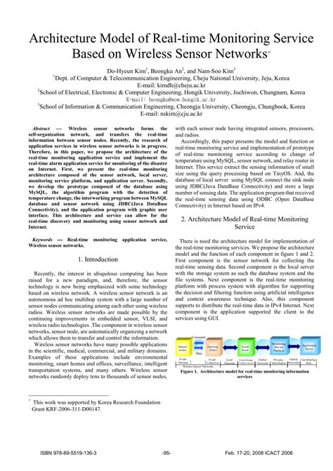PDF Architecture Model Of Real Time Monitoring Service Based On Wireless Sensor Networks