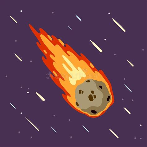Flying Asteroid Burning Comet Stock Vector Illustration Of Meteorite