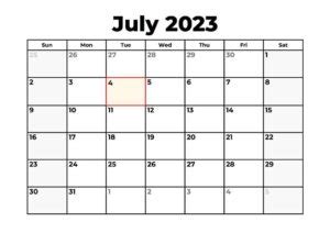 July 2023 Calendar With Holidays Your Printable Calendar