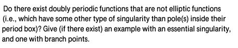 Solved Do There Exist Doubly Periodic Functions That Are Not