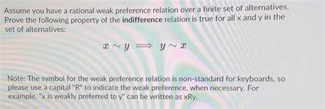 solved assume you have a rational weak preference relation