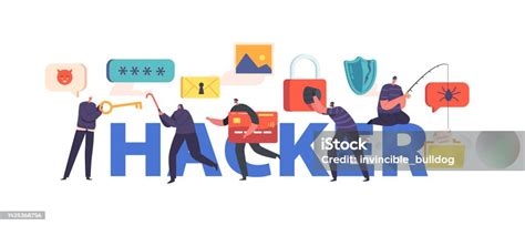 Hacker Concept Cyber Criminals Phishing Stealing Private Personal Data Credentials Password Bank