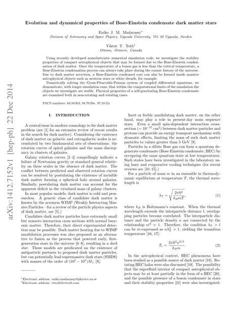 Pdf Evolution And Dynamical Properties Of Bose Einstein Condensate Dark Matter Stars