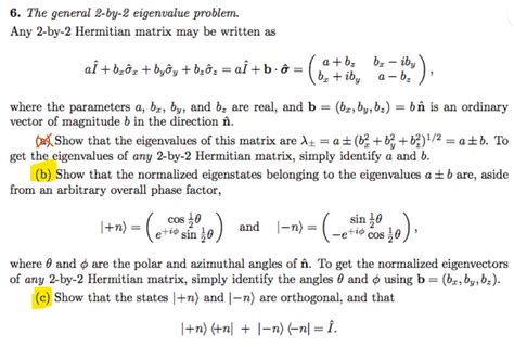 Solved 6 The General 2 By 2 Eigenvalue Problem Any 2 By 2