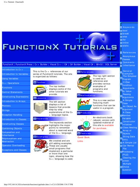 Functionx Cpp Tutorials Pdf Operating System Programming