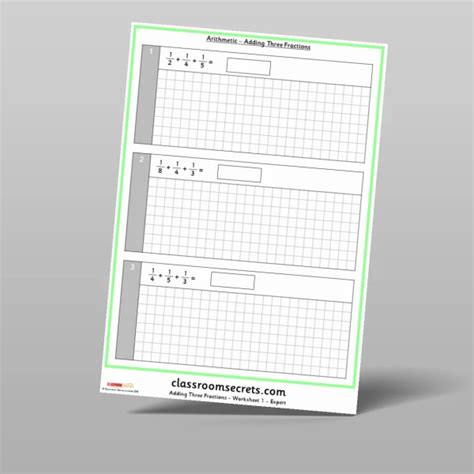 KS2 Adding Three Fractions Arithmetic Test Resource Classroom Secrets