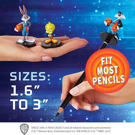 Space Jam 5pk Pencil Toppers Tweety Sylvester Penelope Lebron Bugs Bun