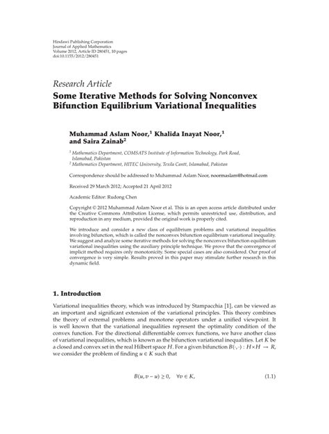 Pdf Some Iterative Methods For Solving Nonconvex Bifunction