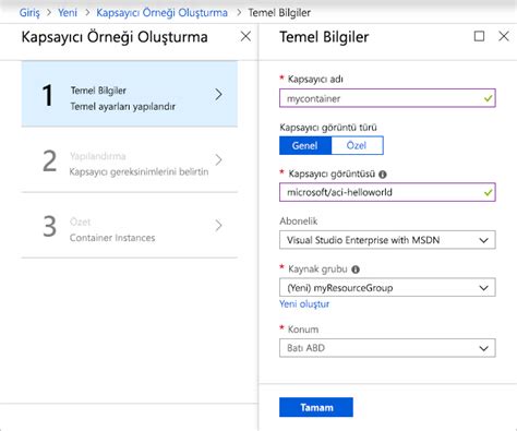 Hızlı Başlangıç Docker Kapsayıcısını Kapsayıcı örneğine Dağıtma Portal Azure Container