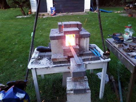 Homemade Backyard Forge With A Couple Of Cinder Blocks And 50 Cent