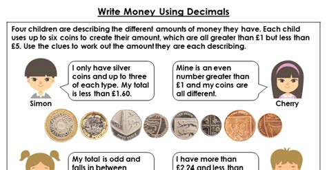 001 Write Money Using Decimals Classroom Secrets