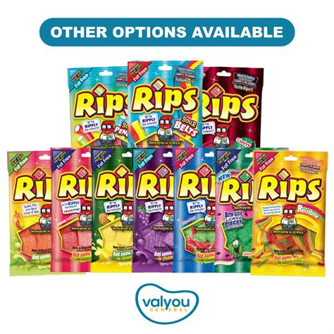 12x Bags Rips Rainbow Flavored Bite Size Licorice Pieces Fat Free Candy