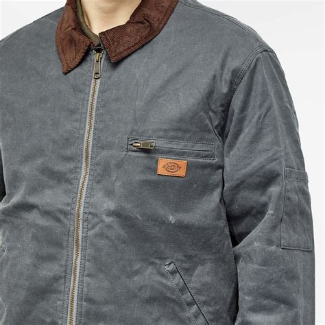 Dickies Mens Lucas Waxed Zip Jacket In Charcoal Grey Dickies Construct