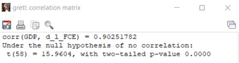 solved 5 gretl correlation matrix corr gdp d 1 fce