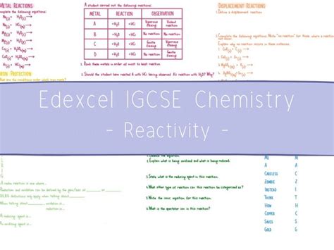 IGCSE Edexcel Reactivity Revision Placemat Teaching Resources