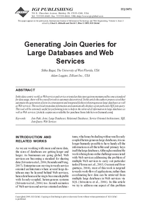 pdf generating join queries for large databases and web services