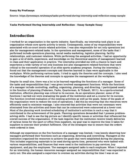 📗 Tasks Performed During Internship And Reflection Essay Sample Free Essay Term Paper