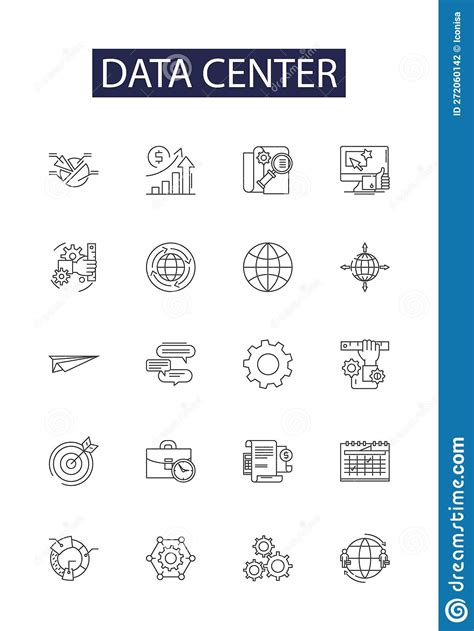 Data Center Line Vector Icons And Signs Center Server Computing Storage Backup