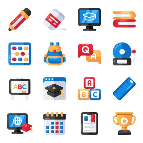 Set Of Education Flat Icons 37471899 Vector Art At Vecteezy