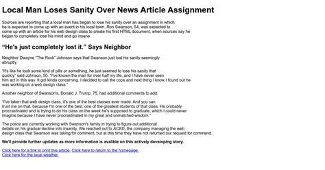 Online News Article Assignment