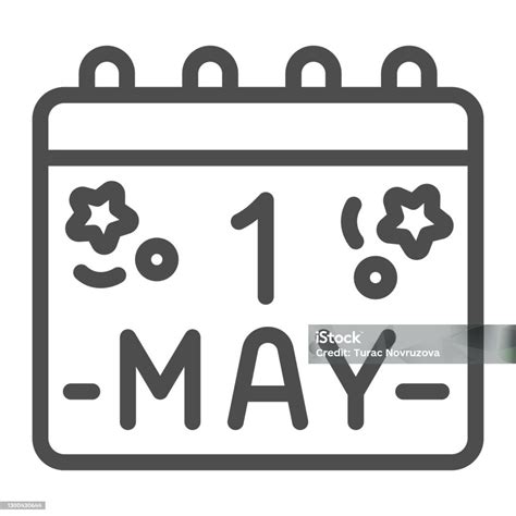 5월일 라인 아이콘 노동절 컨셉 화이트 배경의 국제 노동자 휴일 표지판 모바일 컨셉의 개요 스타일로 노동일 캘린더 아이콘이 있는