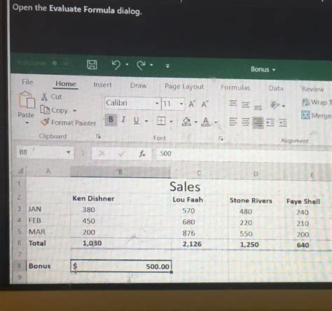 Open The Evaluate Formula Dialogbonus