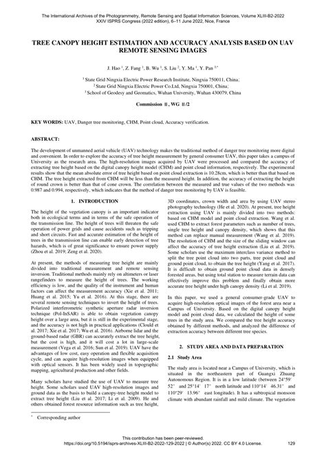 Pdf Tree Canopy Height Estimation And Accuracy Analysis Based On Uav Remote Sensing Images