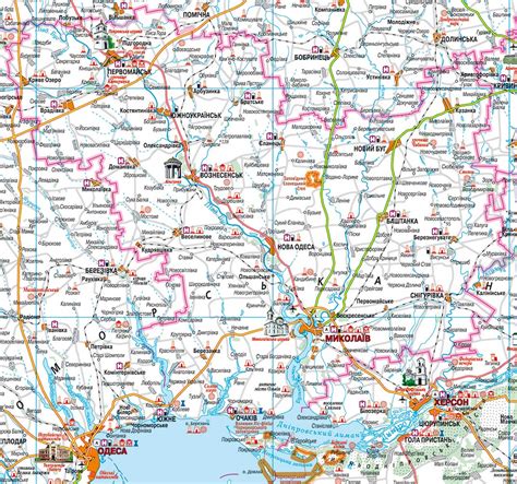 Миколаївська область Садиби областi Туристична карта
