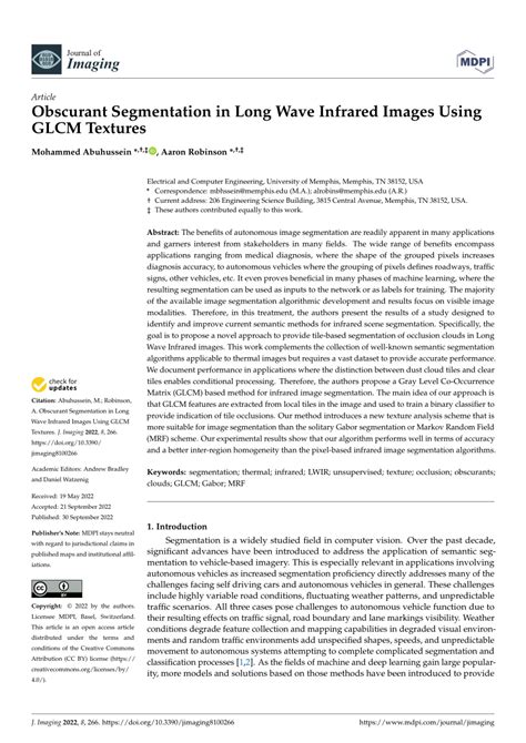 Pdf Obscurant Segmentation In Long Wave Infrared Images Using Glcm