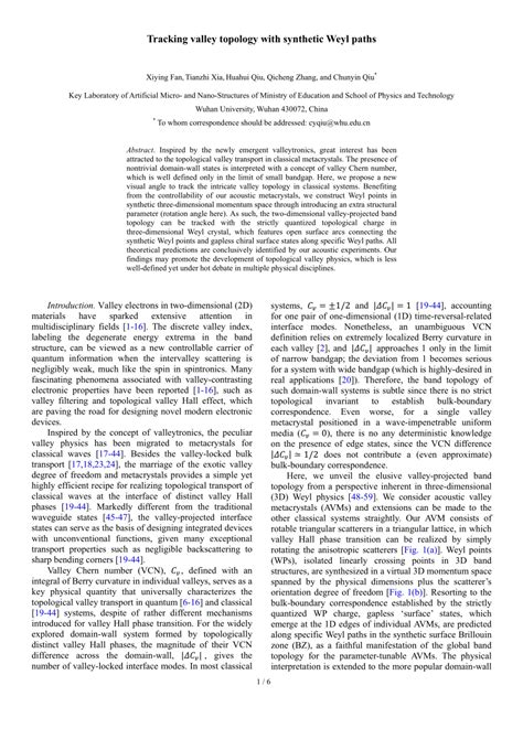 Pdf Tracking Valley Topology With Synthetic Weyl Paths
