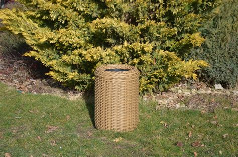 ᐉ Кашпо для цветов и растений из искусственного ротанга ручной работы 12 л Дерево • Купить в