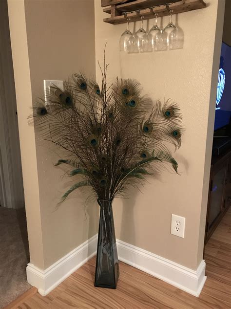 Peacock Feather Vase Decor