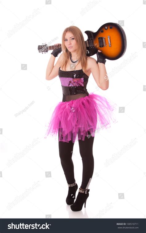 Sexy Girl Electric Guitar Against White Stock Photo Shutterstock