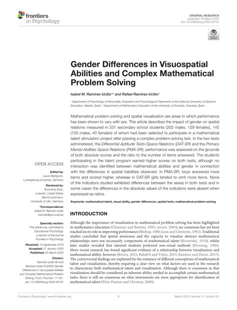 Pdf Gender Differences In Visuospatial Abilities And Complex