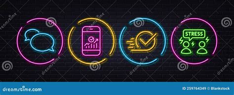 messenger checkbox and smartphone statistics minimal line icons for web application printing