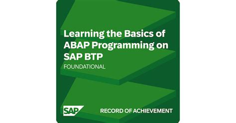 Learning The Basics Of Abap Programming On Sap Btp Record Of