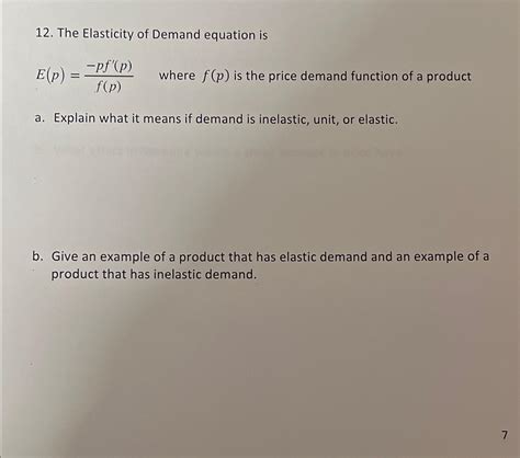 Solved The Elasticity Of Demand Equation Ise P Pf P F P