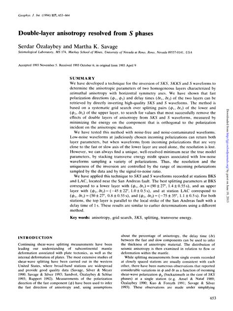 Pdf Double‐layer Anisotropy Resolved From S Phases