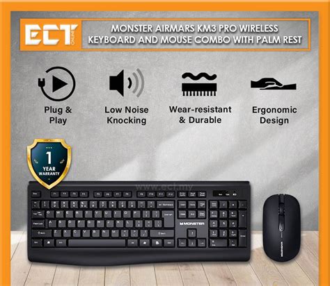 Branded Monster Km3 Wireless Usb Keyboard And Mouse Combo Set For