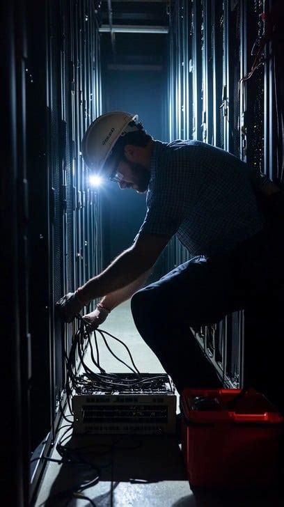 Free Technician Configuring Server Photo Technician Data Center Server Download At Stockcake