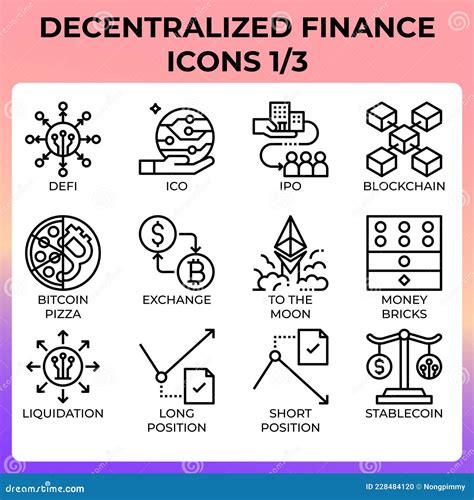 Decentralized Finance Defi Icon Set Stock Vector Illustration Of Technology Position 228484120