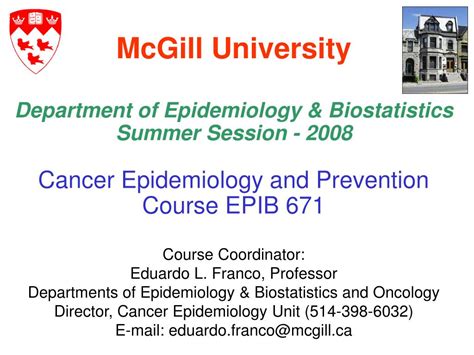 Ppt Mcgill University Department Of Epidemiology And Biostatistics Summer Session 2008