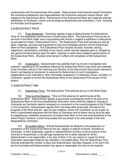 Master Subcontract Agreement Template In Word And Pdf Formats Page 3