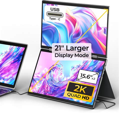 Yubwvo Portable Dual Monitors 156” 2k Dual Screen Monitor