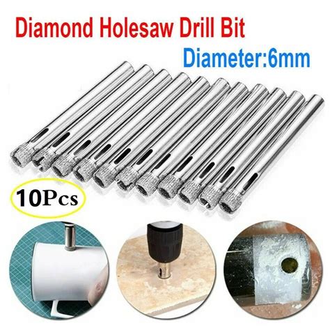 10pcs Lot 6mm Diamond Coated Core Hole Saw Drill Bits Glass Tile