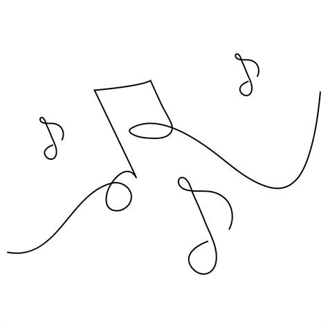 Dibujo Continuo De Una Línea De Signo De Música Arte Lineal Dibujo
