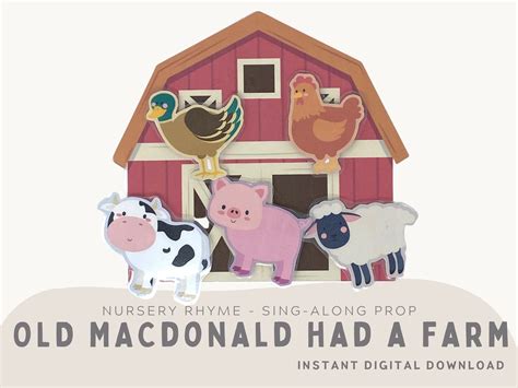 Old Macdonald Had A Farm Printable Props Nursery Rhymes Baby And