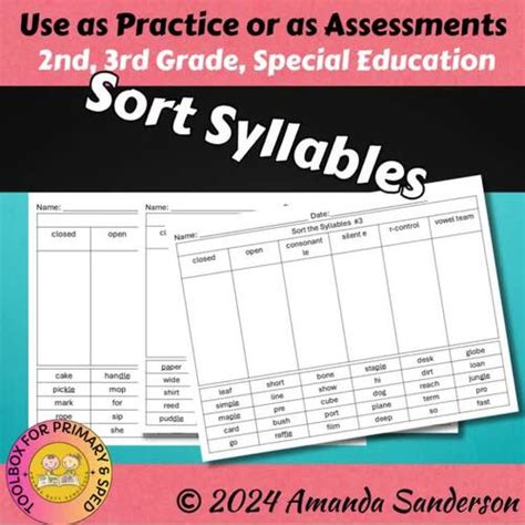 Sorting Syllables Worksheets Assessment Syllabication Patterns