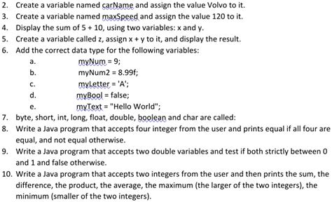 Solved Create A Variable Named Carname And Assign The Value Volvo To It Create A Variable