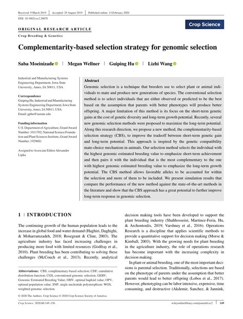 Pdf Complementarity Based Selection Strategy For Genomic Selection